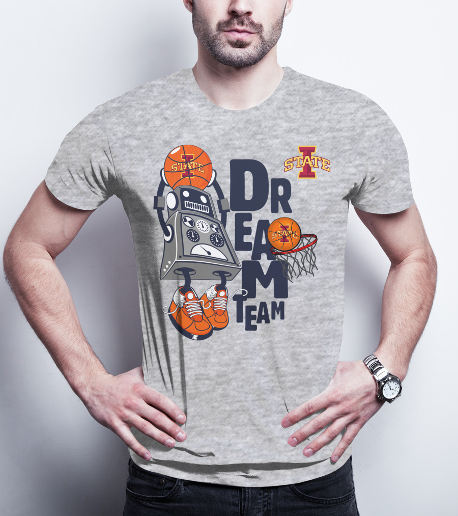 Lowa State Dream Team Basketball Robot And Hoop T-Shirt
