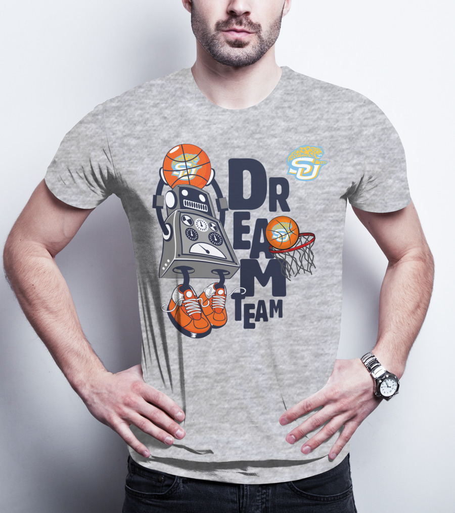 Dream Team Basketball Robot With Sneakers And Hoop T-Shirt