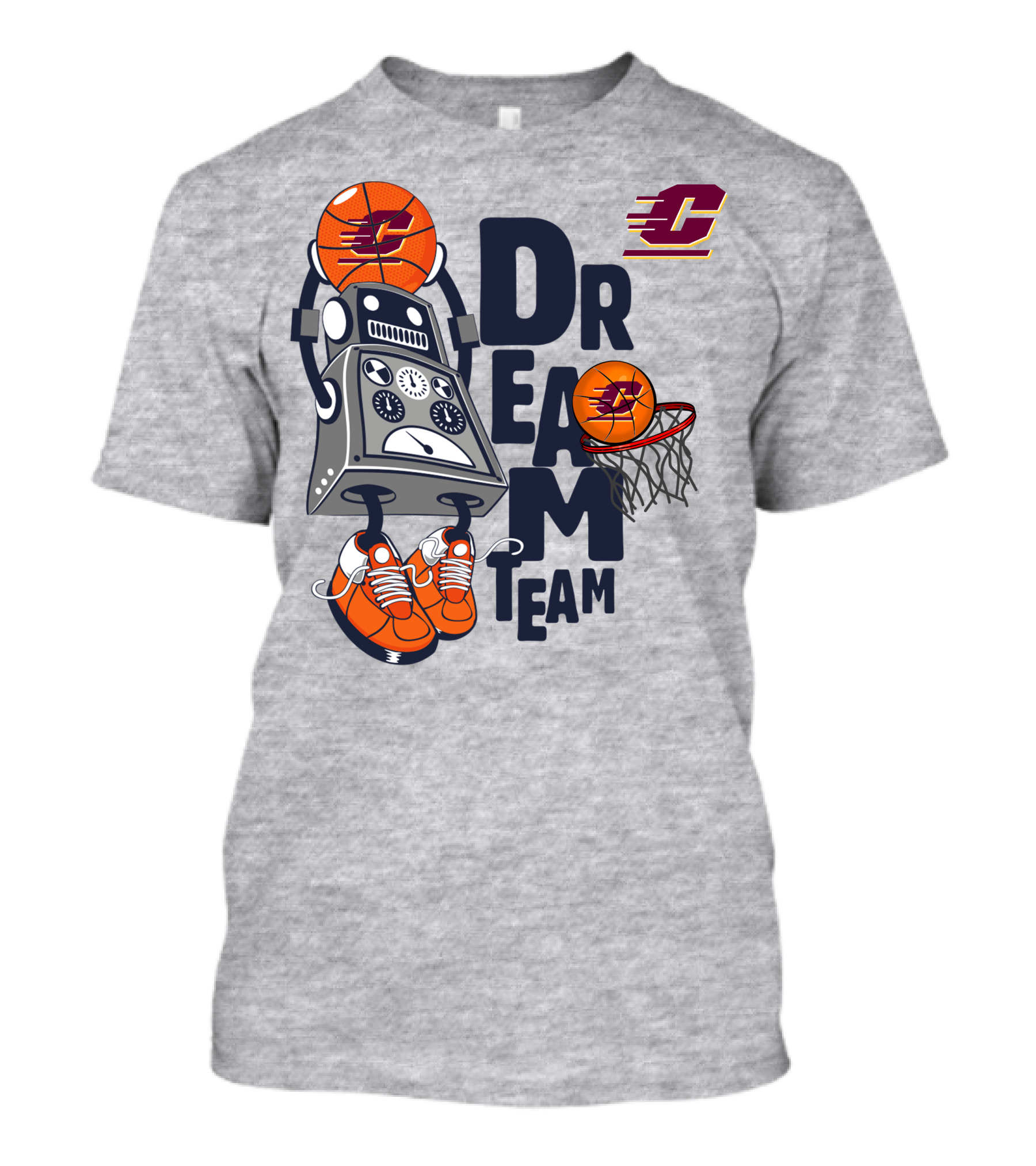 Central Michigan Dream Team Robot Basketball Sneaker T-Shirt
