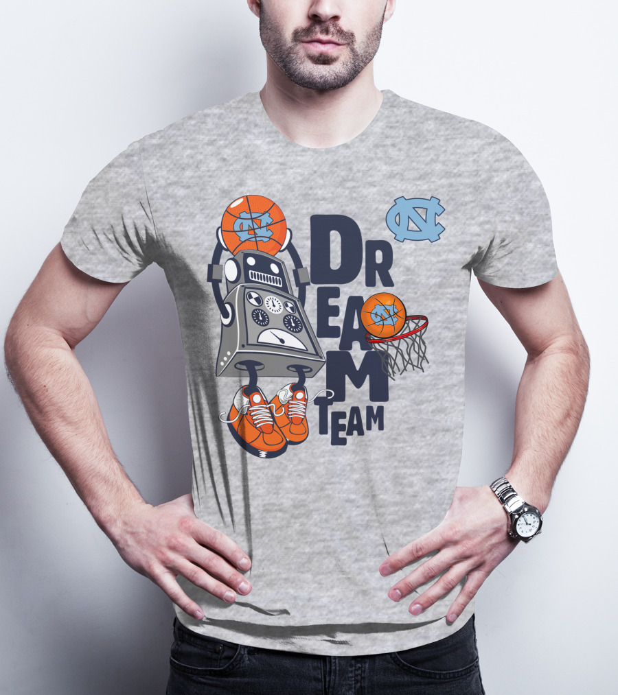 North Carolina Dream Team Basketball Robot Sneakers Iconic Blue T-Shirt