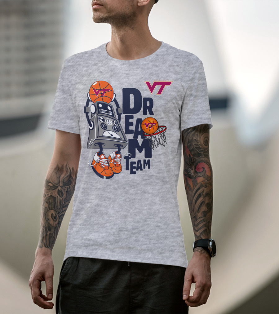 Virginia Tech Vt Dream Team Basketball Robot T-Shirt