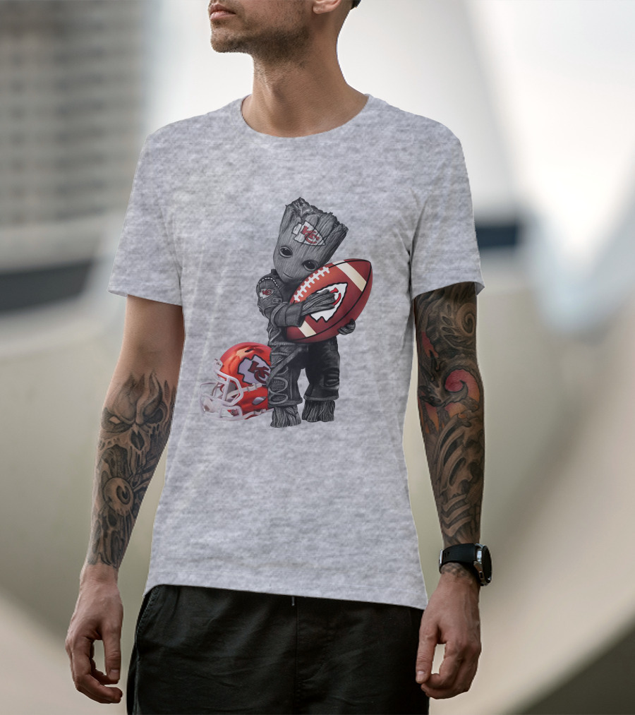 Kansas City Chiefs Baby Groot Football Helmet T-Shirt