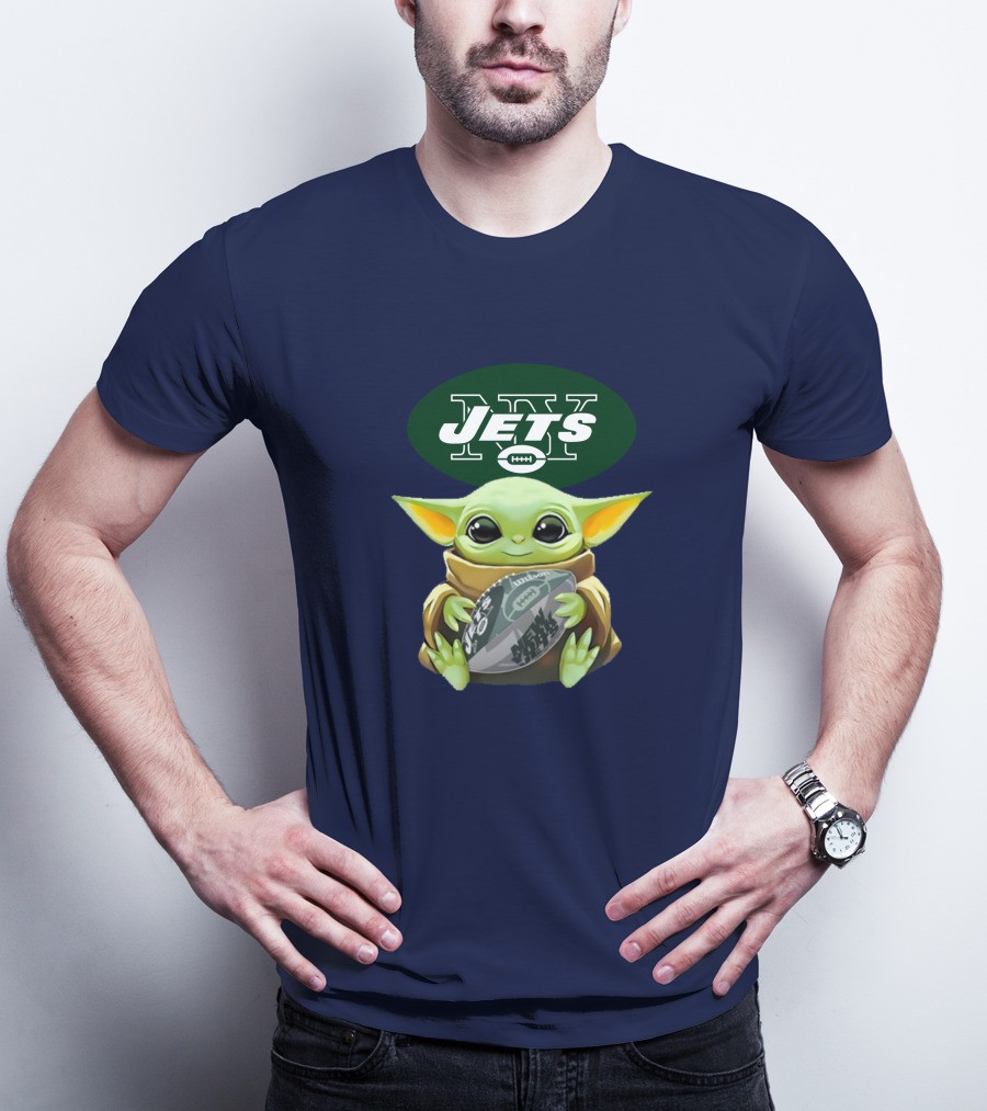 Jets Baby Yoda Holding Football New York T-Shirt