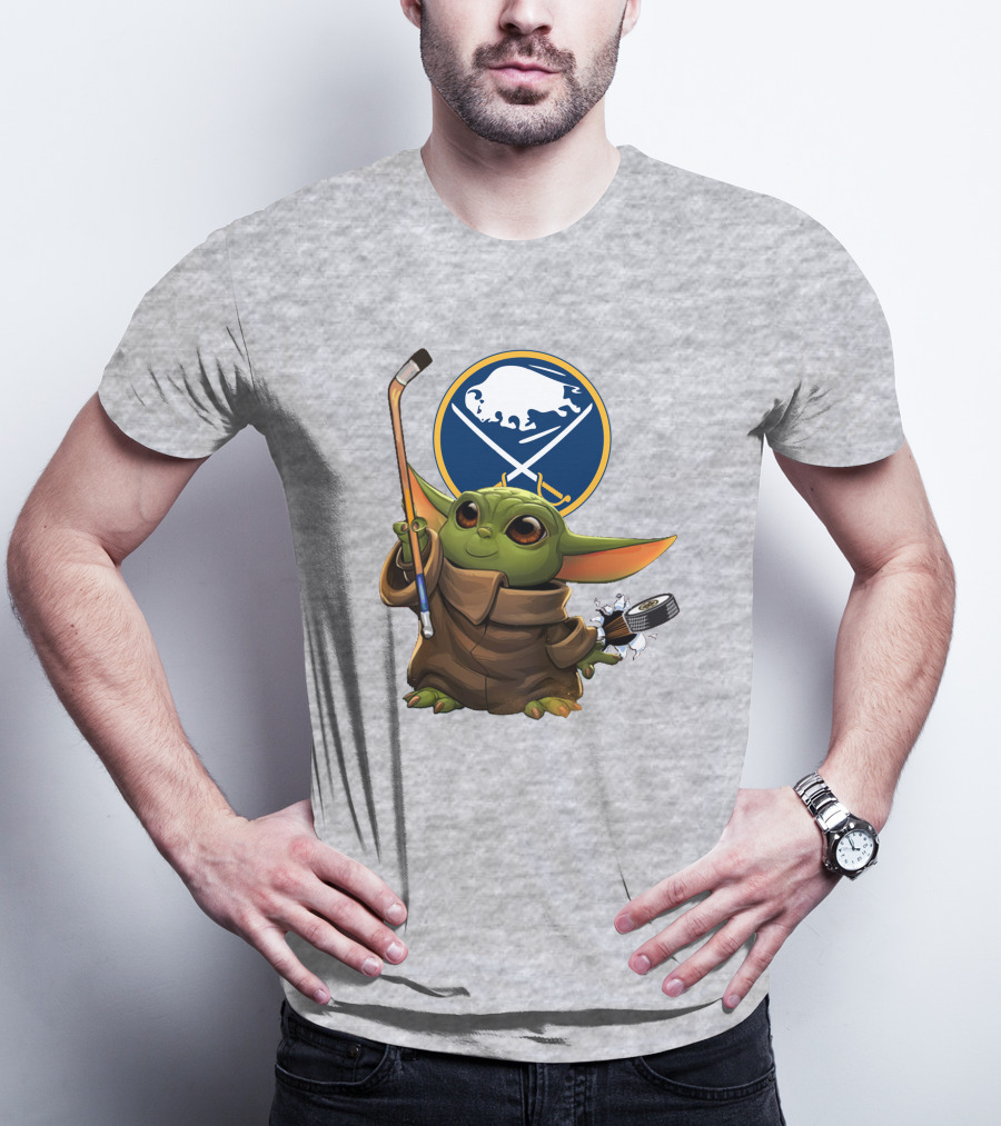 Buffalo Sabres Baby Yoda Hockey Stick And Puck T-Shirt