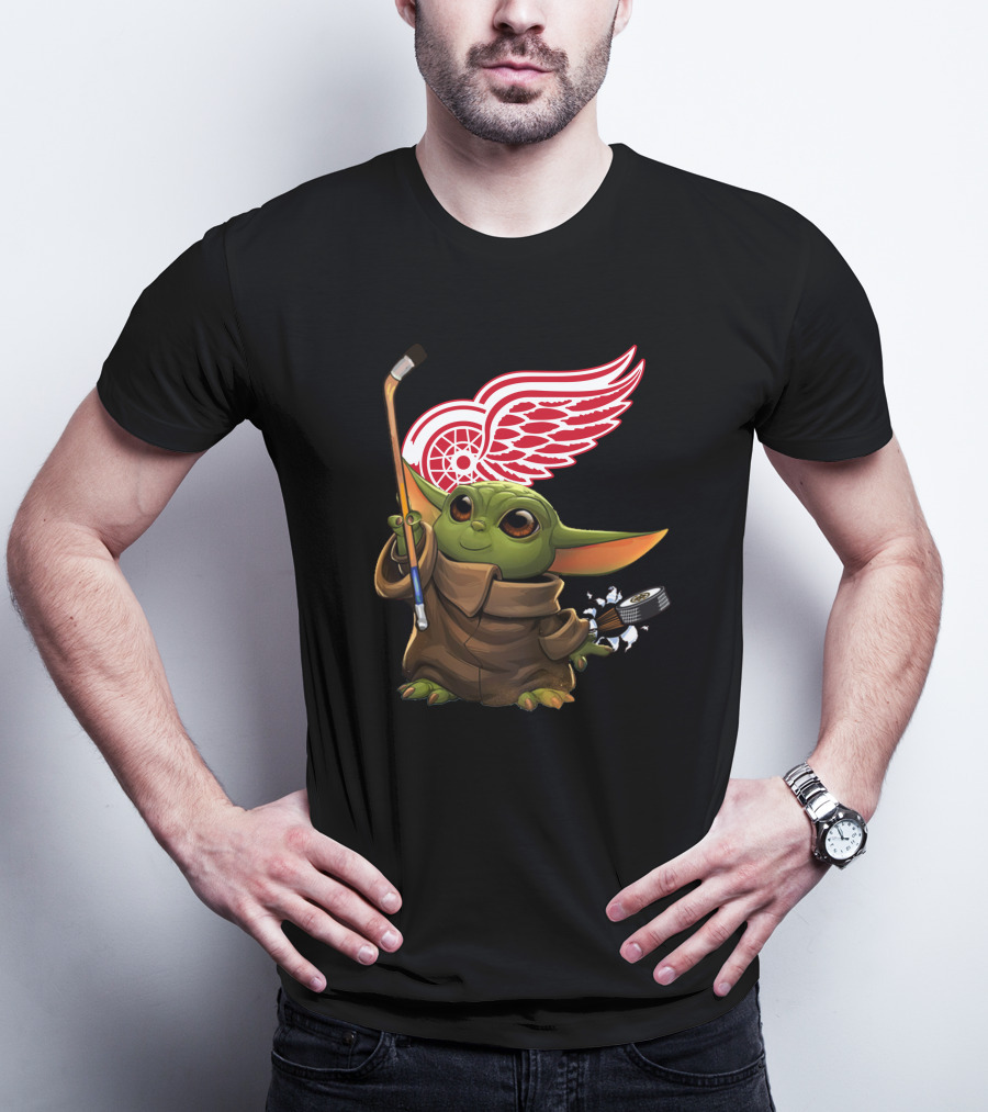 Detroit Red Wings Baby Yoda Hockey T-Shirt
