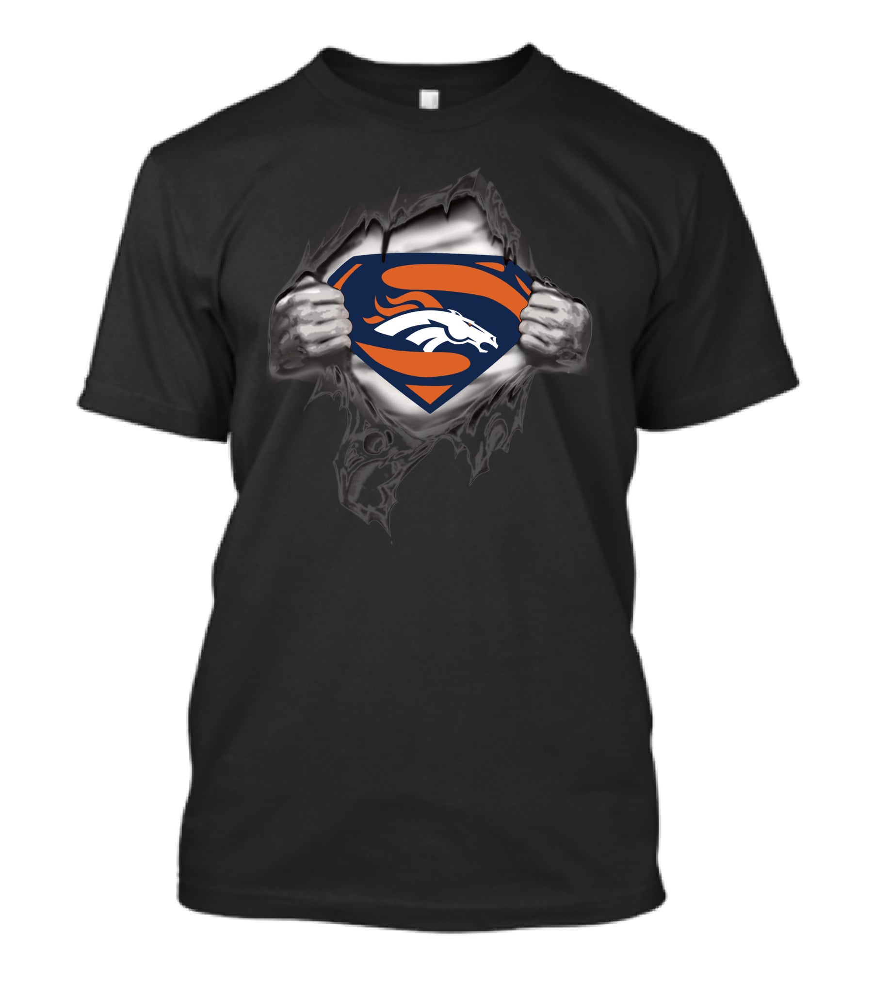 Denver Broncos Superman Logo With Ripped Chest T-Shirt