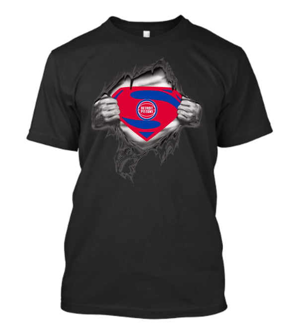 Detroit Pistons Superman Emblem Reveal Tear T-Shirt