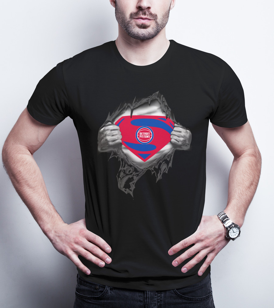 Detroit Pistons Superman Emblem Reveal Tear T-Shirt