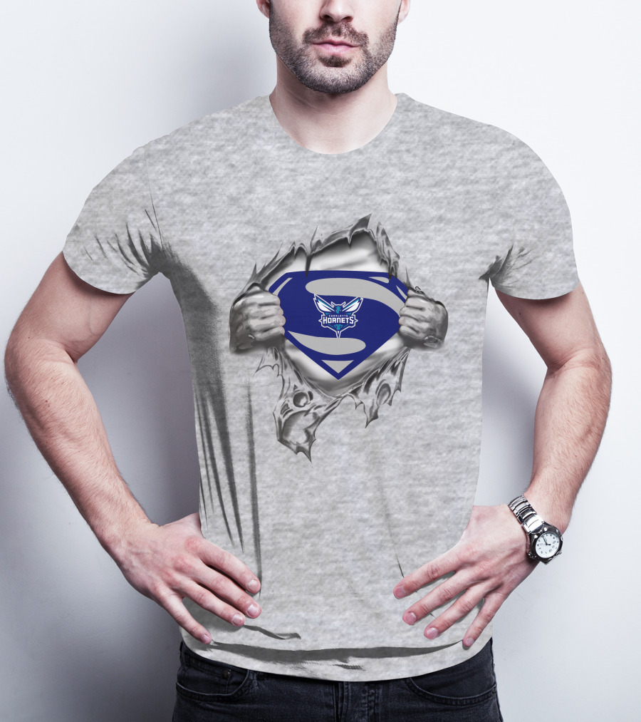 Charlotte Hornets Superman Logo Burst T-Shirt