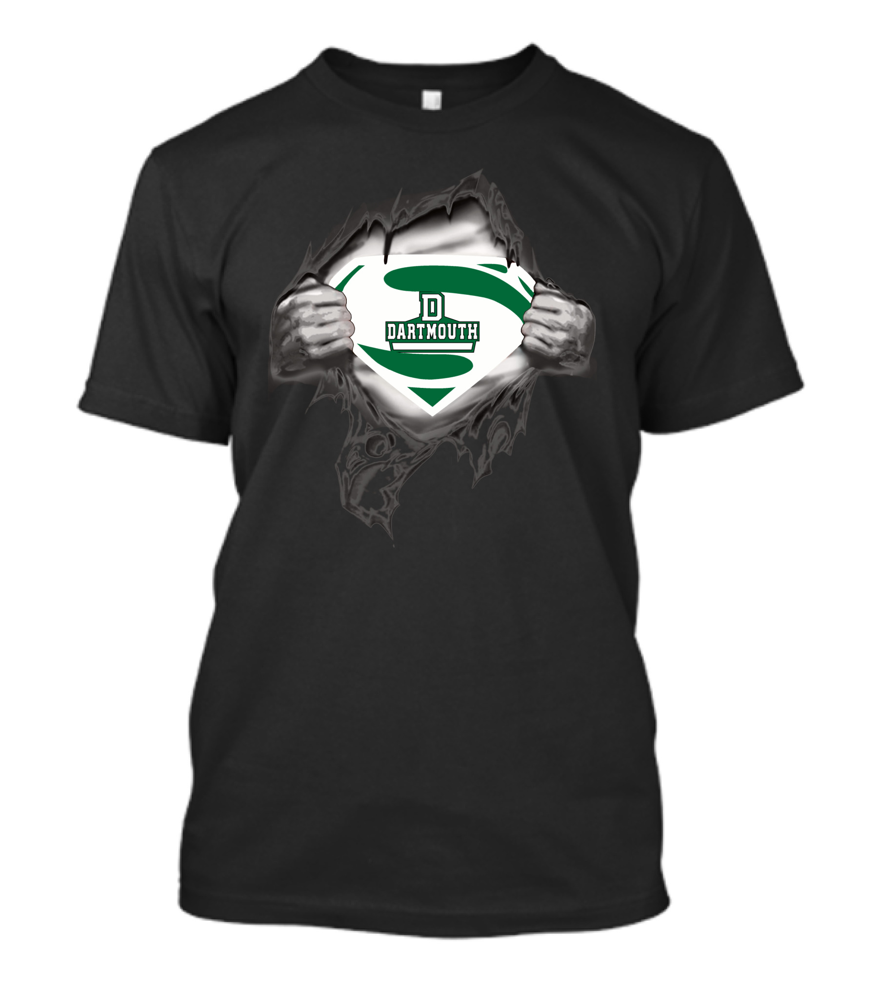 Dartmouth Super D Logo Shield Ripping Through T-Shirt