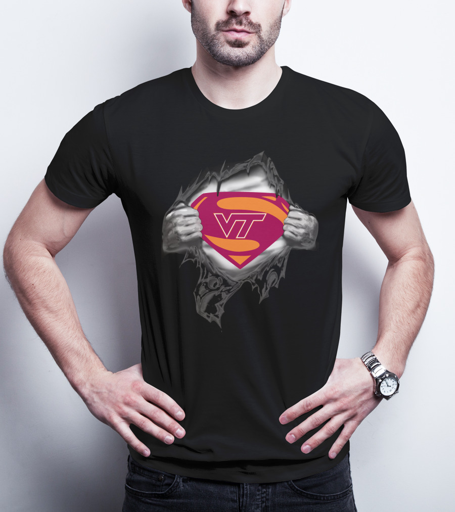 Virginia Tech VT Superman Logo Mashup T-Shirt