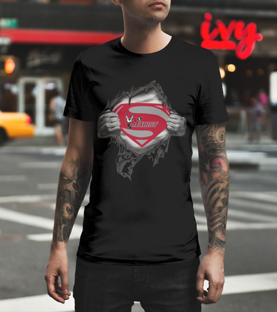 Marist College Super Hero Ripped Chest T-Shirt