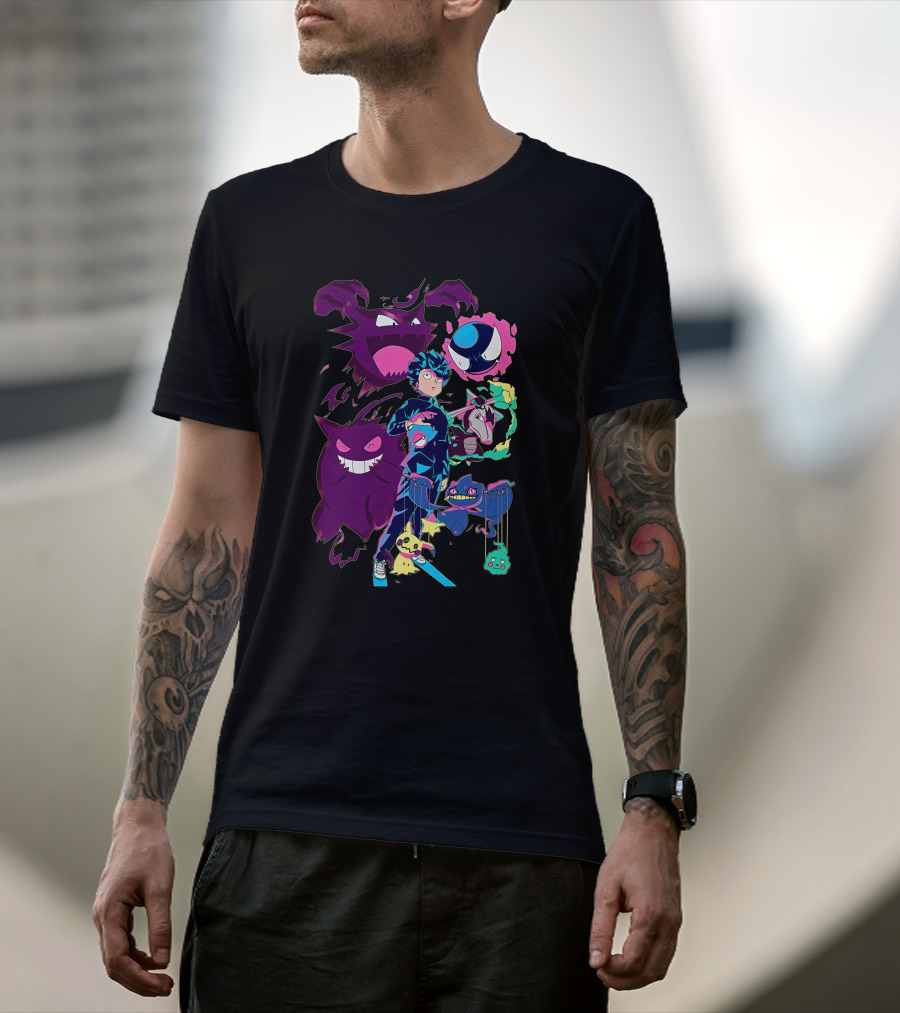 Jelly89 Limitee Pokemob Anime Character With Ghostly Creatures T-Shirt