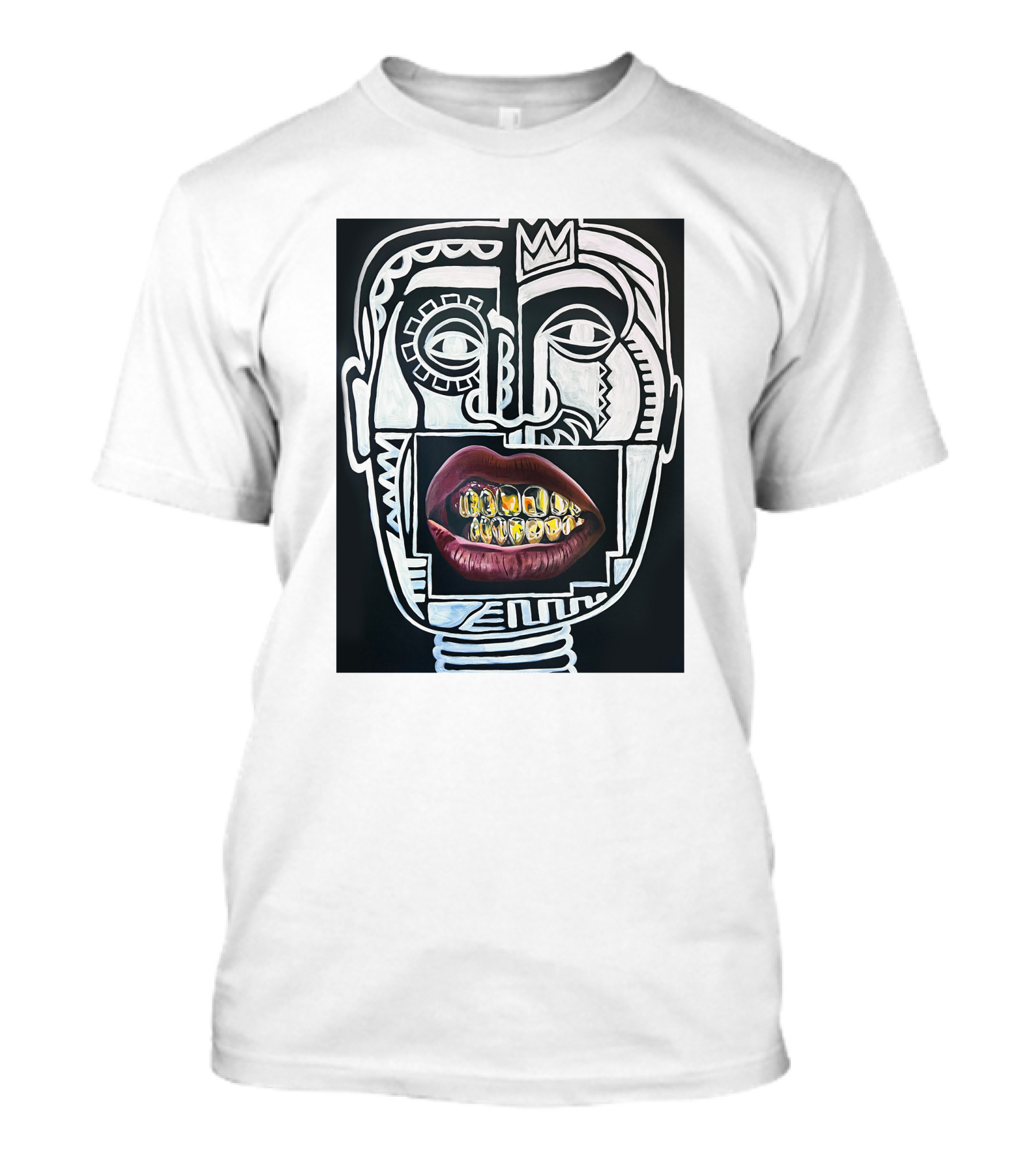 Dooga Culture Champion 2.0 Abstract Face Crown And Gold Teeth T-Shirt