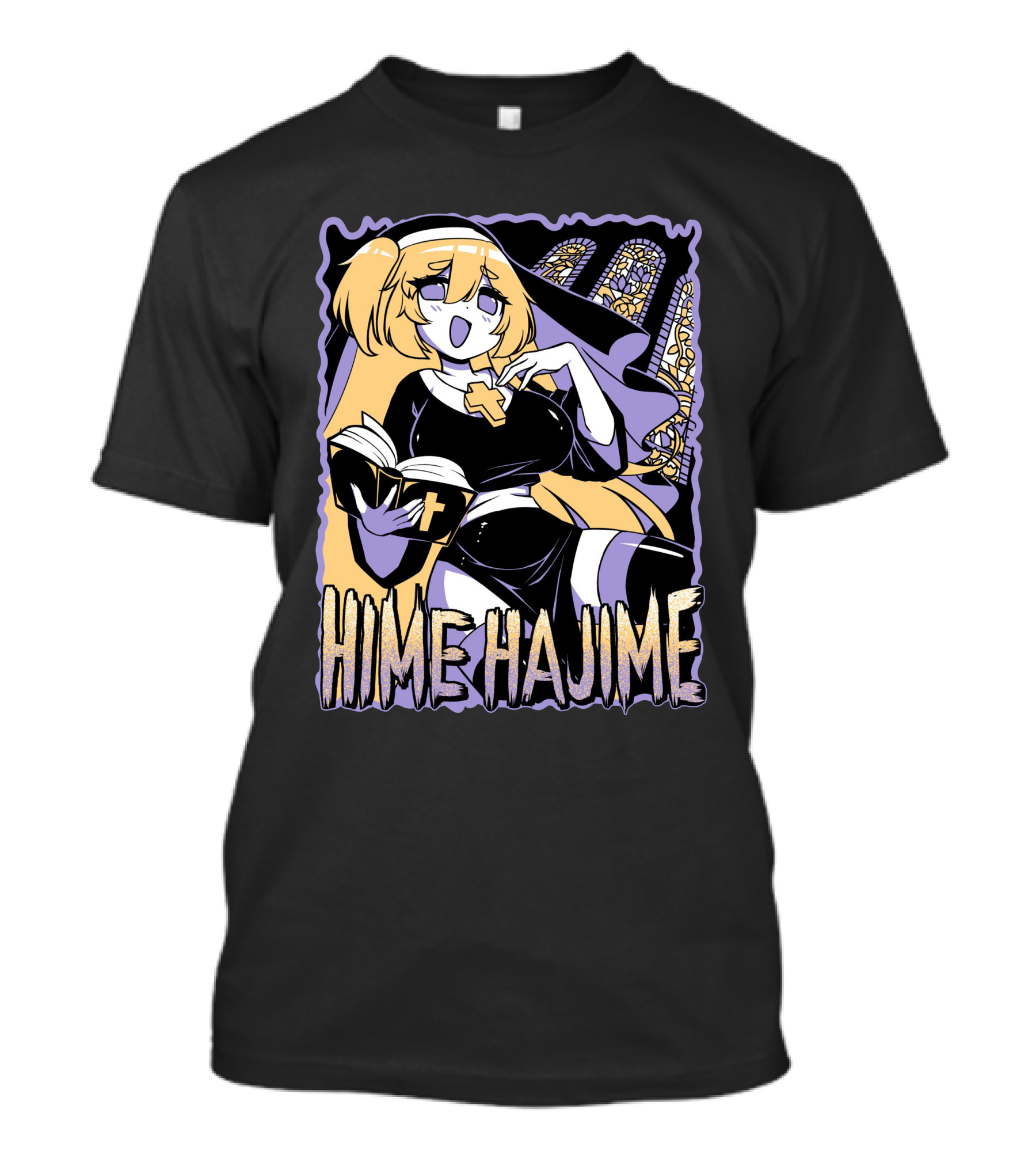 Hime Hajime Vtuber Halloween Nun Cross Book Stained Glass T-Shirt