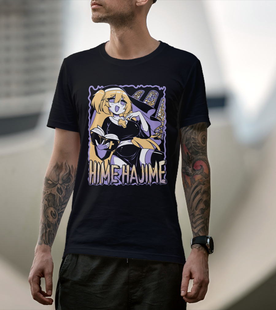 Hime Hajime Vtuber Halloween Nun Cross Book Stained Glass T-Shirt