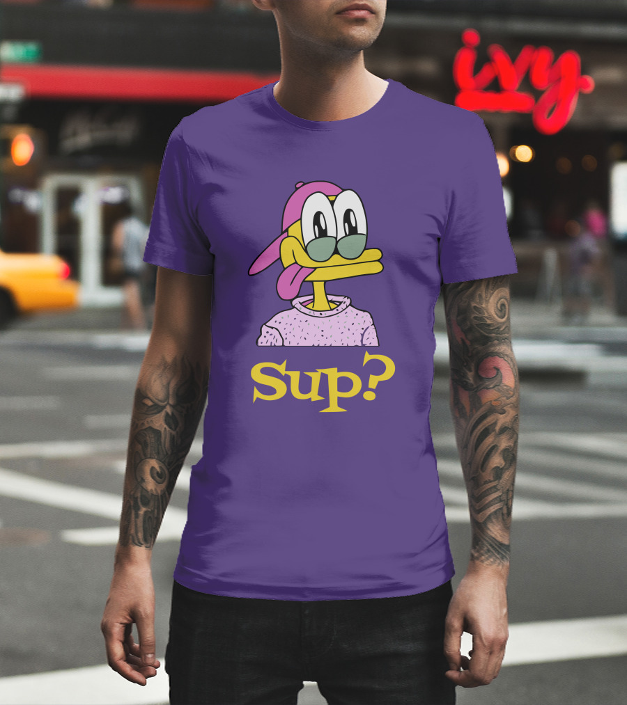 Nft Sup Ducks Purple Background Retro Cartoon T-Shirt