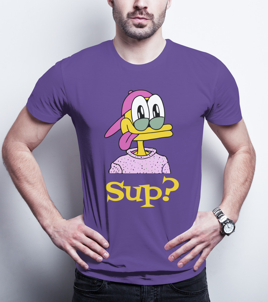 Nft Sup Ducks Purple Background Retro Cartoon T-Shirt