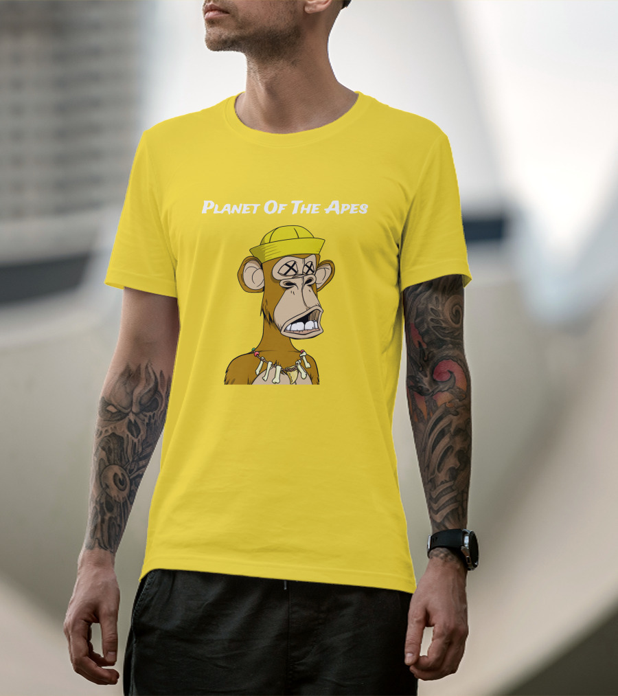 Planet Of The Apes NFT Style Yellow Hat Cross-Eyed Ape T-Shirt