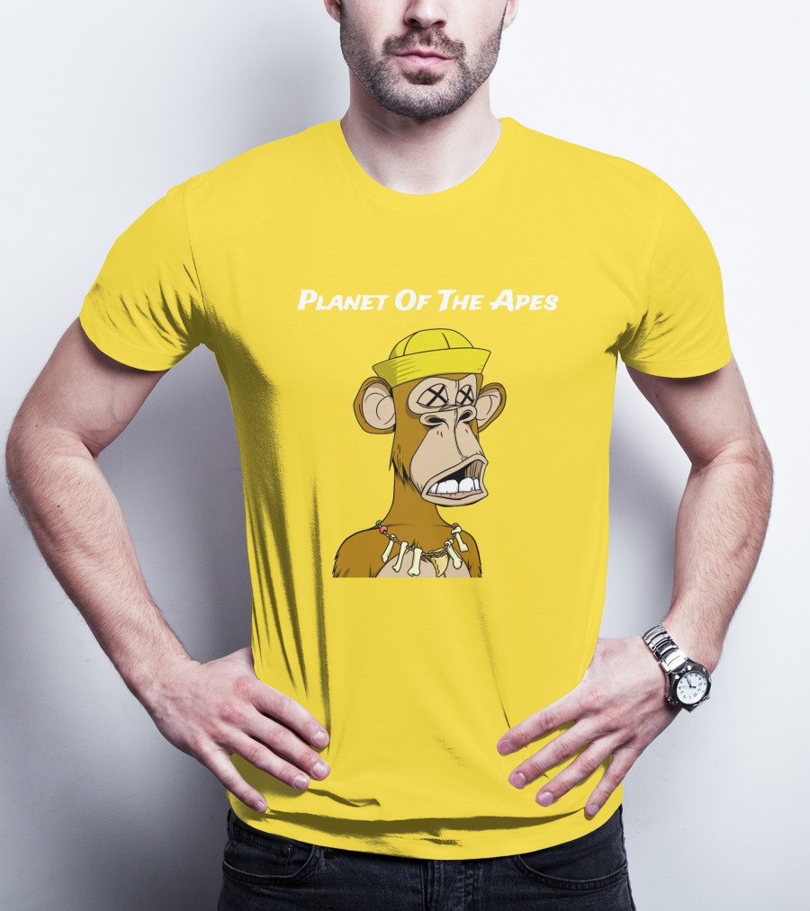 Planet Of The Apes NFT Style Yellow Hat Cross-Eyed Ape T-Shirt