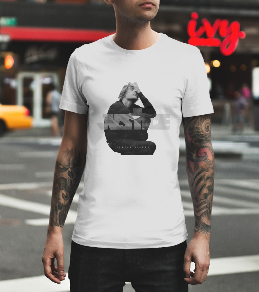 Justin Bieber Justice Album Cover Black And White Image T-Shirt