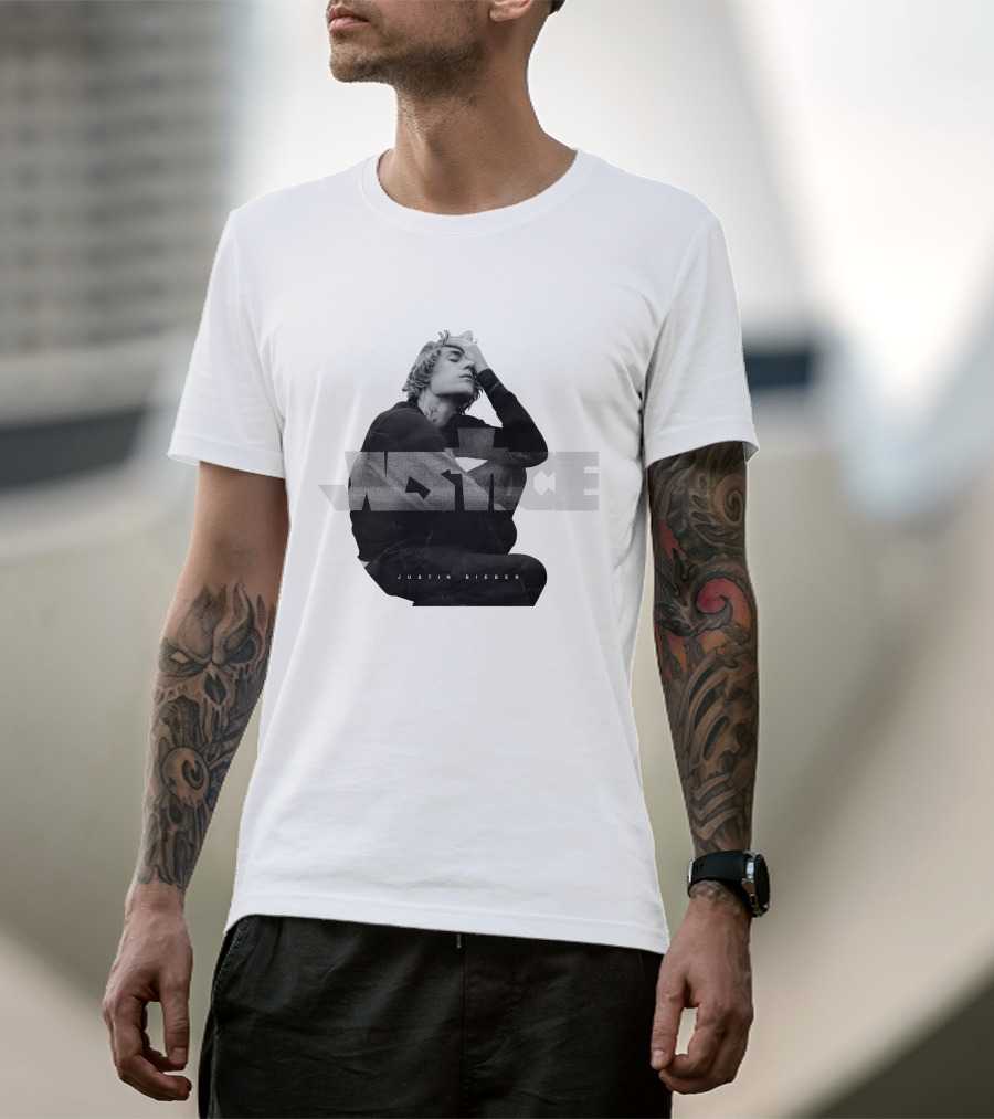 Justin Bieber Justice Album Cover Black And White Image T-Shirt