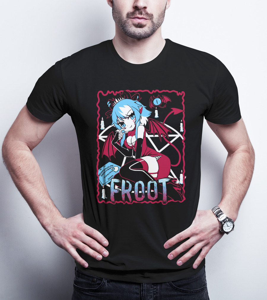 Froot Vtuber Halloween With Pentagram And Demonic Wings T-Shirt