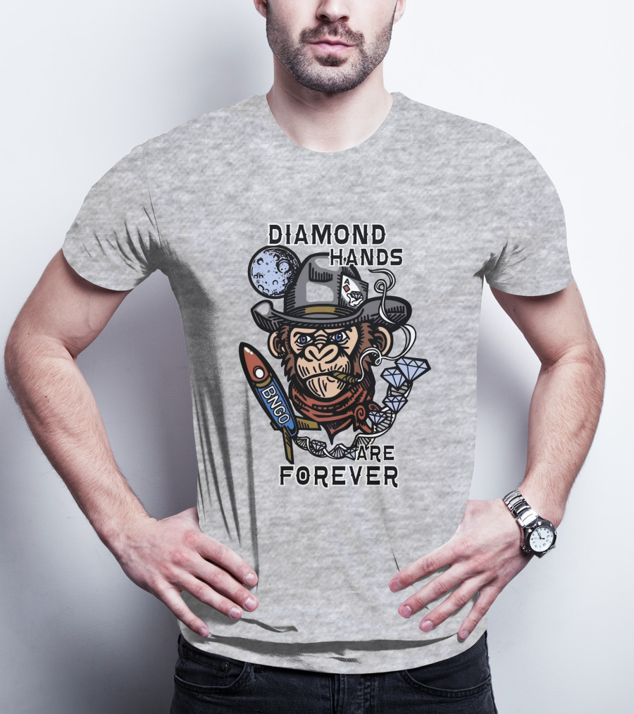 Diamond Hands Are Forever Bngo Ape Cowboy Space Rocket T-Shirt