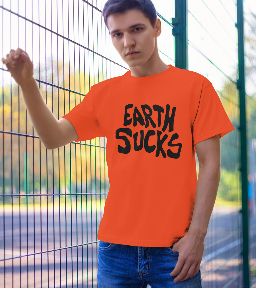Kea Earth Sucks Earth Sucks Black Text T-Shirt