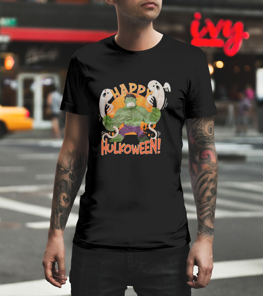 Happy Hulkoween Incredible Hulk Halloween Ghosts And Pumpkins T-Shirt