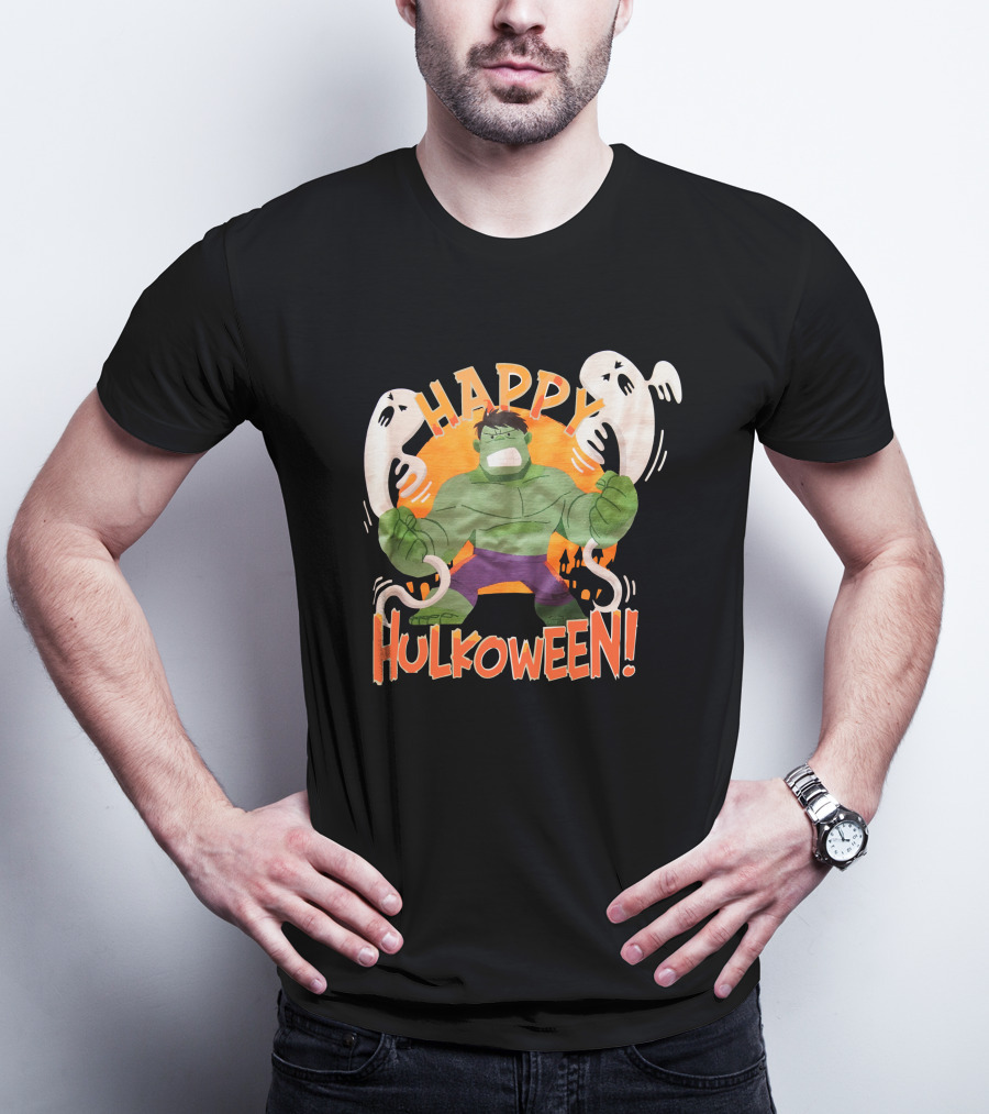 Happy Hulkoween Incredible Hulk Halloween Ghosts And Pumpkins T-Shirt