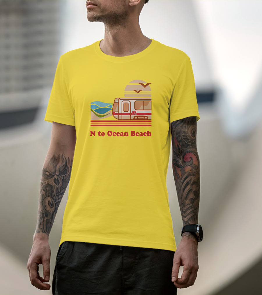 N To Ocean Beach San Francisco Vintage Transit T-Shirt
