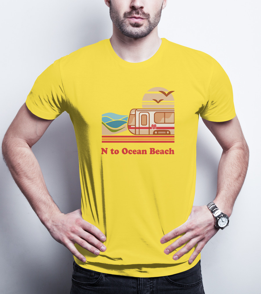 N To Ocean Beach San Francisco Vintage Transit T-Shirt