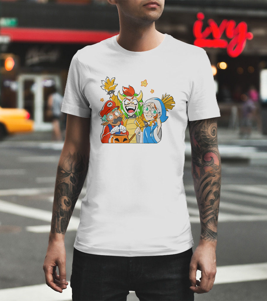 Bowser Mario And Princess Peach Celebrate Happy Halloween T-Shirt