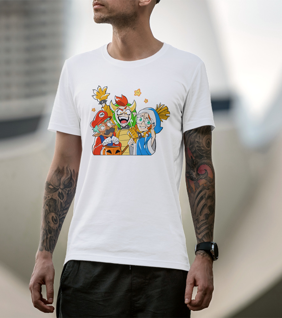 Bowser Mario And Princess Peach Celebrate Happy Halloween T-Shirt