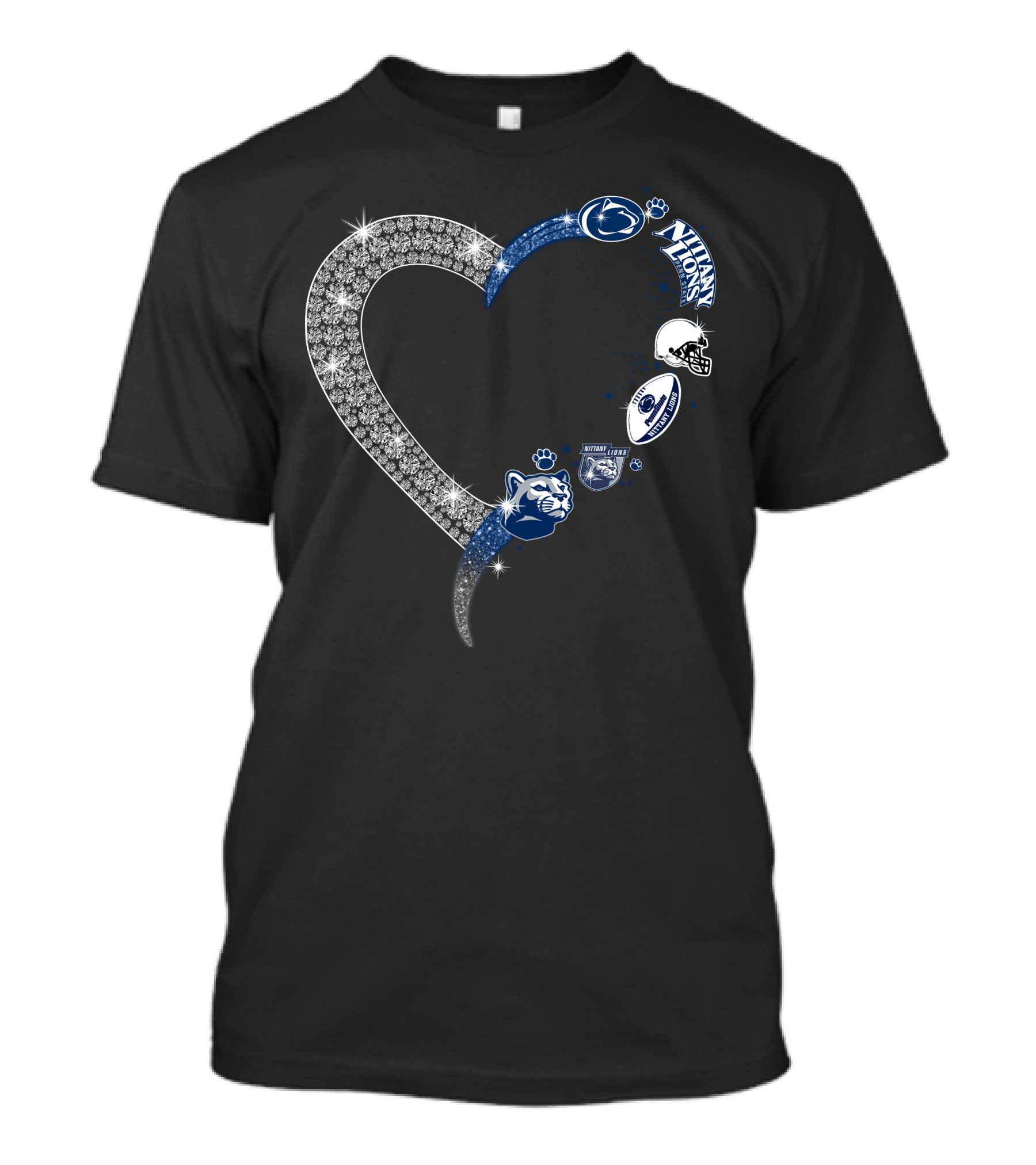 Penn State Nittany Lions Heart Logo Crystal T-Shirt