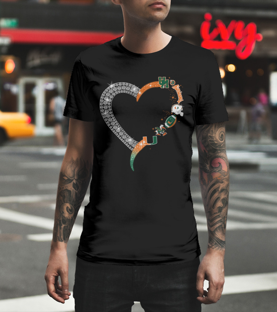 Miami Hurricanes Heart Sparkle U T-Shirt