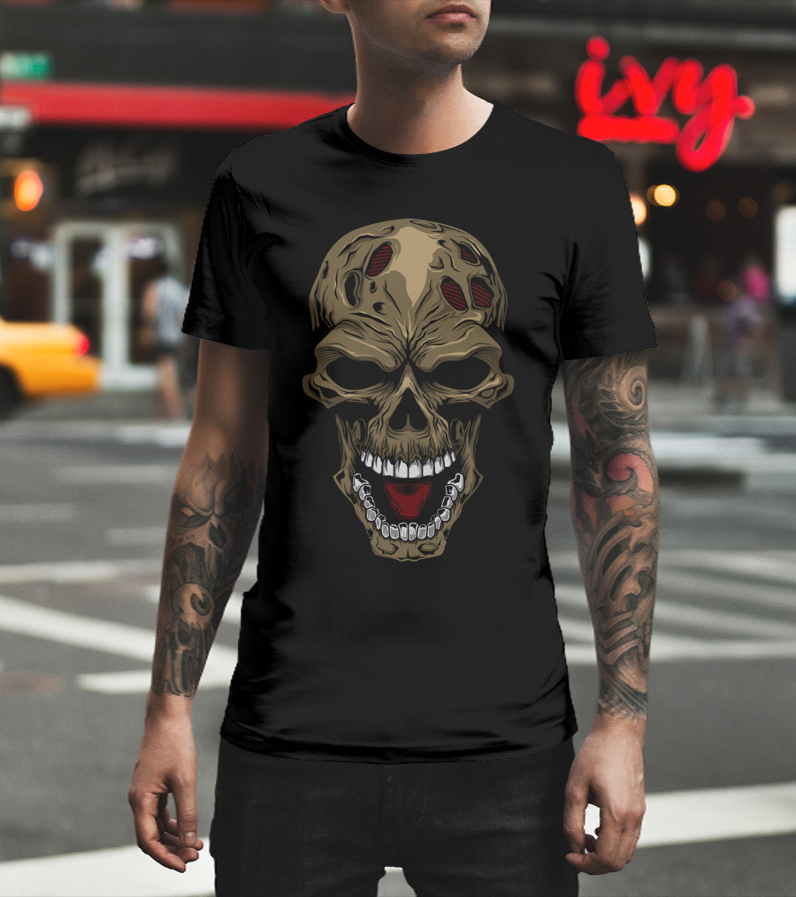 Skull Zombie Mask Halloween T-Shirt