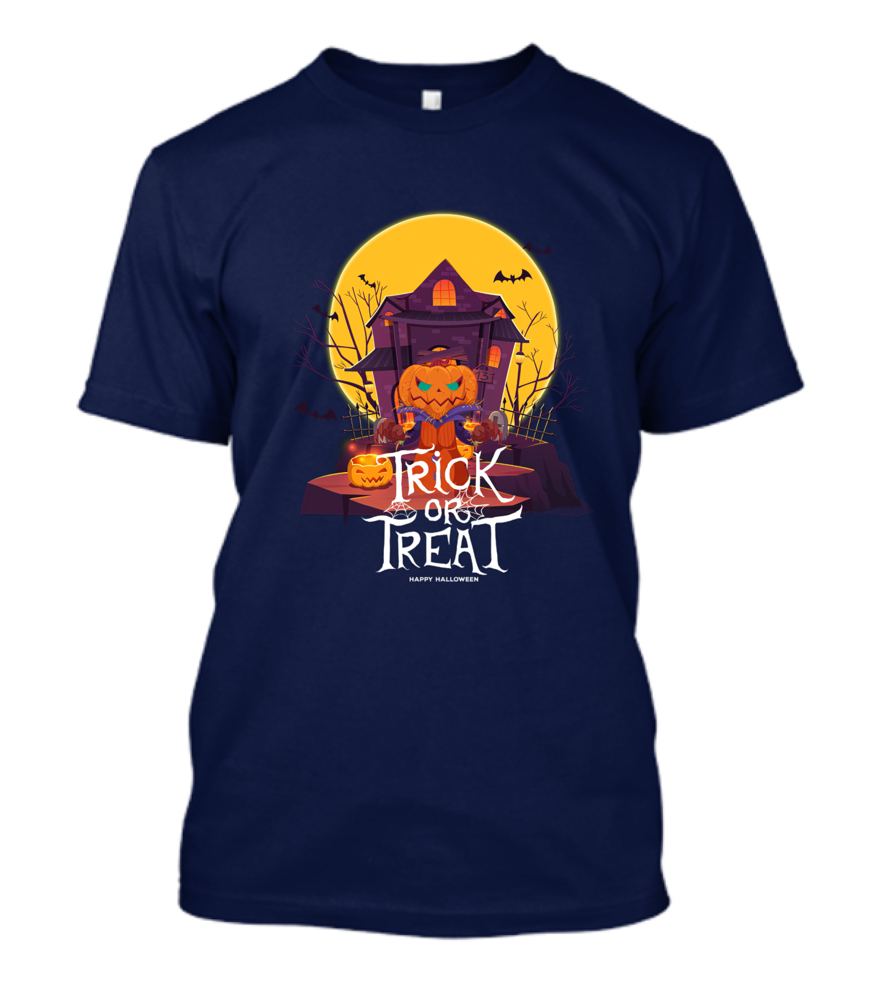 Halloween Trick Or Treat Happy Halloween Haunted House Pumpkin Bats T-Shirt
