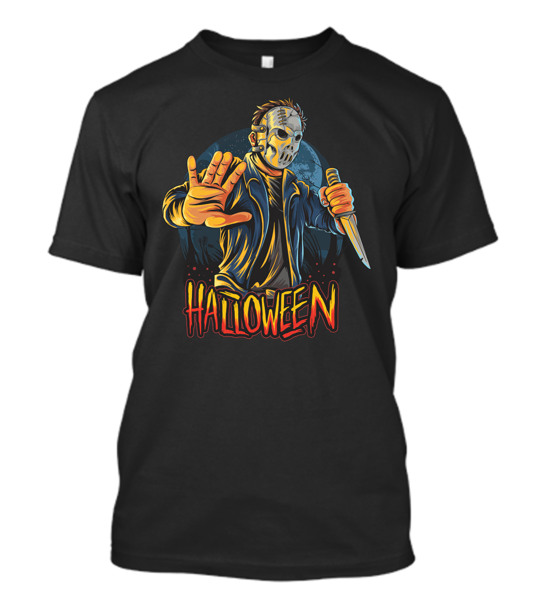 Halloween Horror Mask Knife Threat T-Shirt