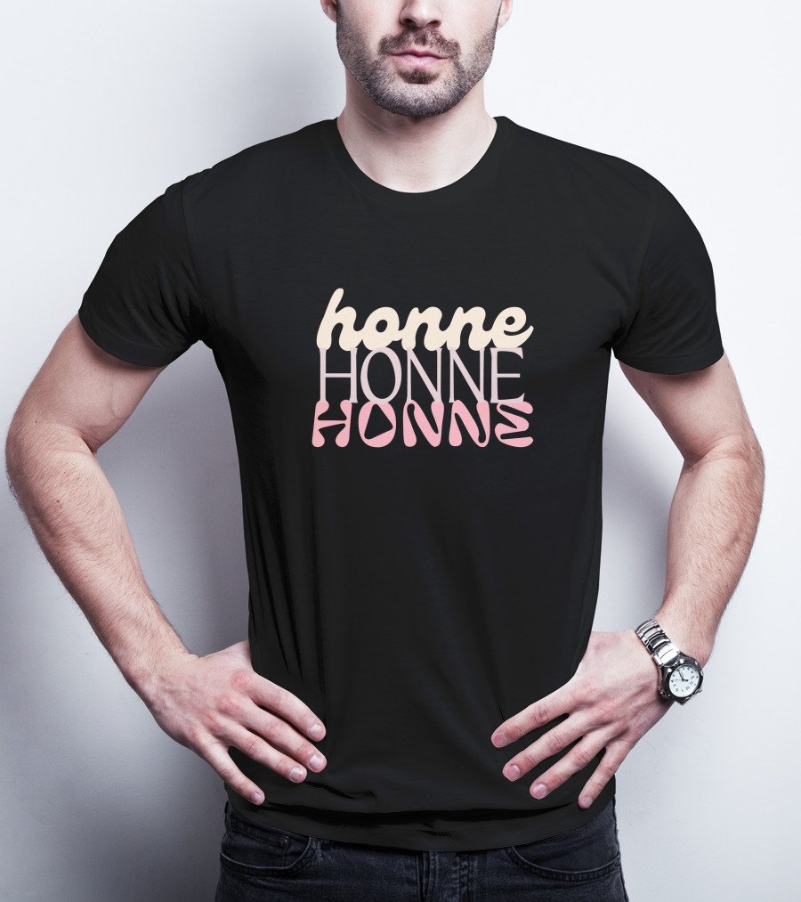 Honne Tmstor Es Store Hello Honne Merch Stonewash Triple Text T-Shirt