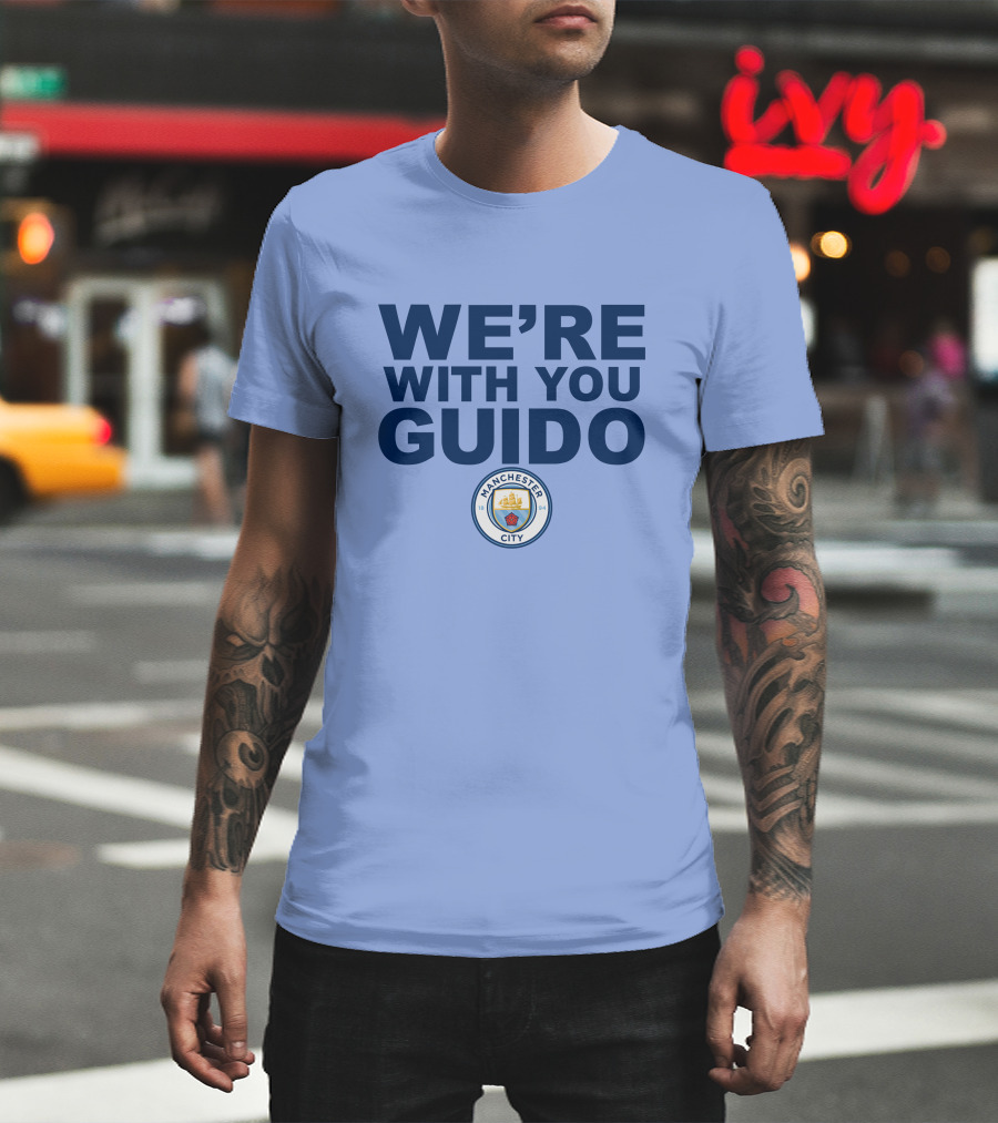 Manchester City We're With You Guido Support Belgian Fan Pep Guardiola Simon Bajkowski T-Shirt