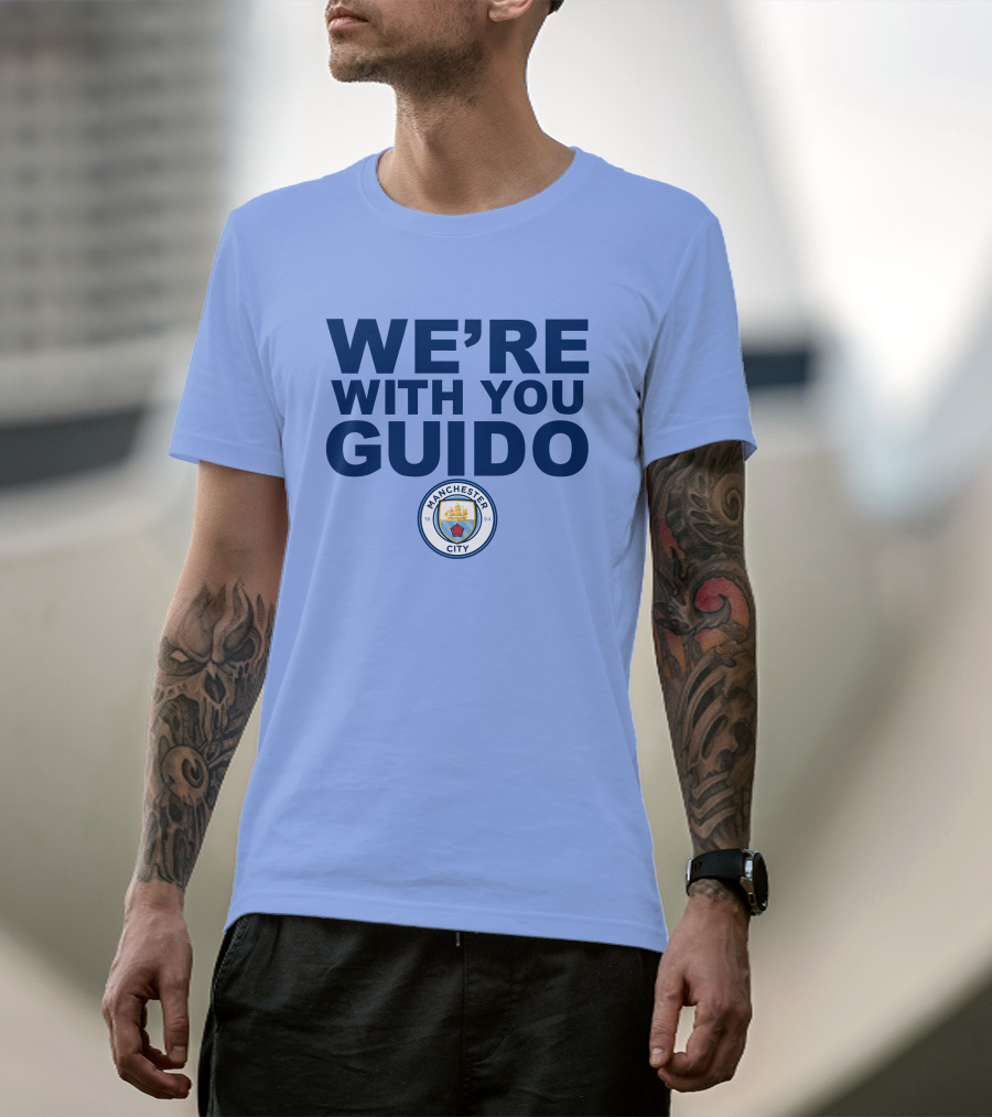 Manchester City We're With You Guido Support Belgian Fan Pep Guardiola Simon Bajkowski T-Shirt
