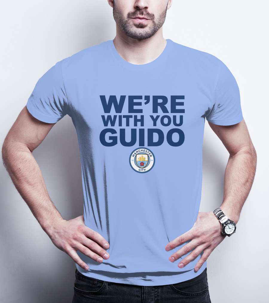 Manchester City We're With You Guido Support Belgian Fan Pep Guardiola Simon Bajkowski T-Shirt