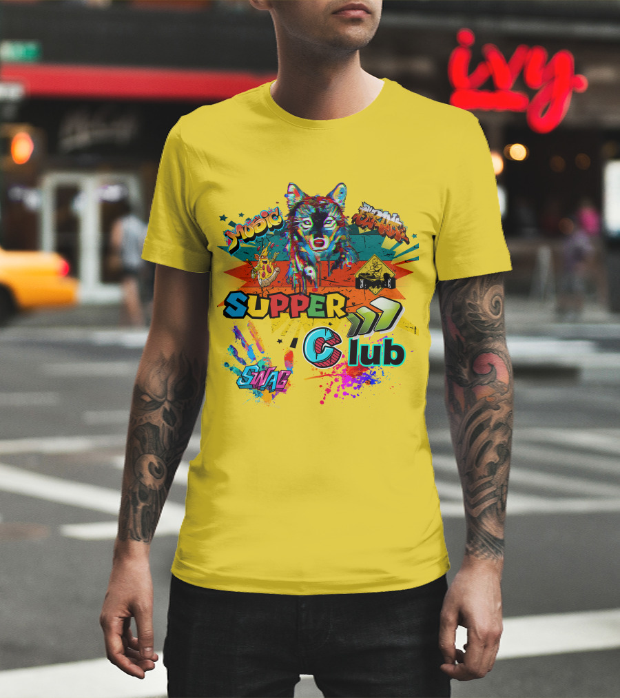 Supper Club Music Swag Street Art Wolf T-Shirt