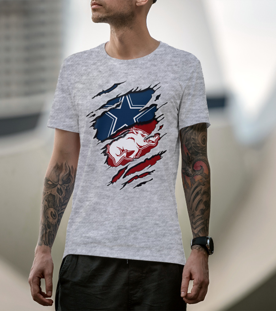 Dallas Cowboys Arkansas Razorbacks Torn T-Shirt