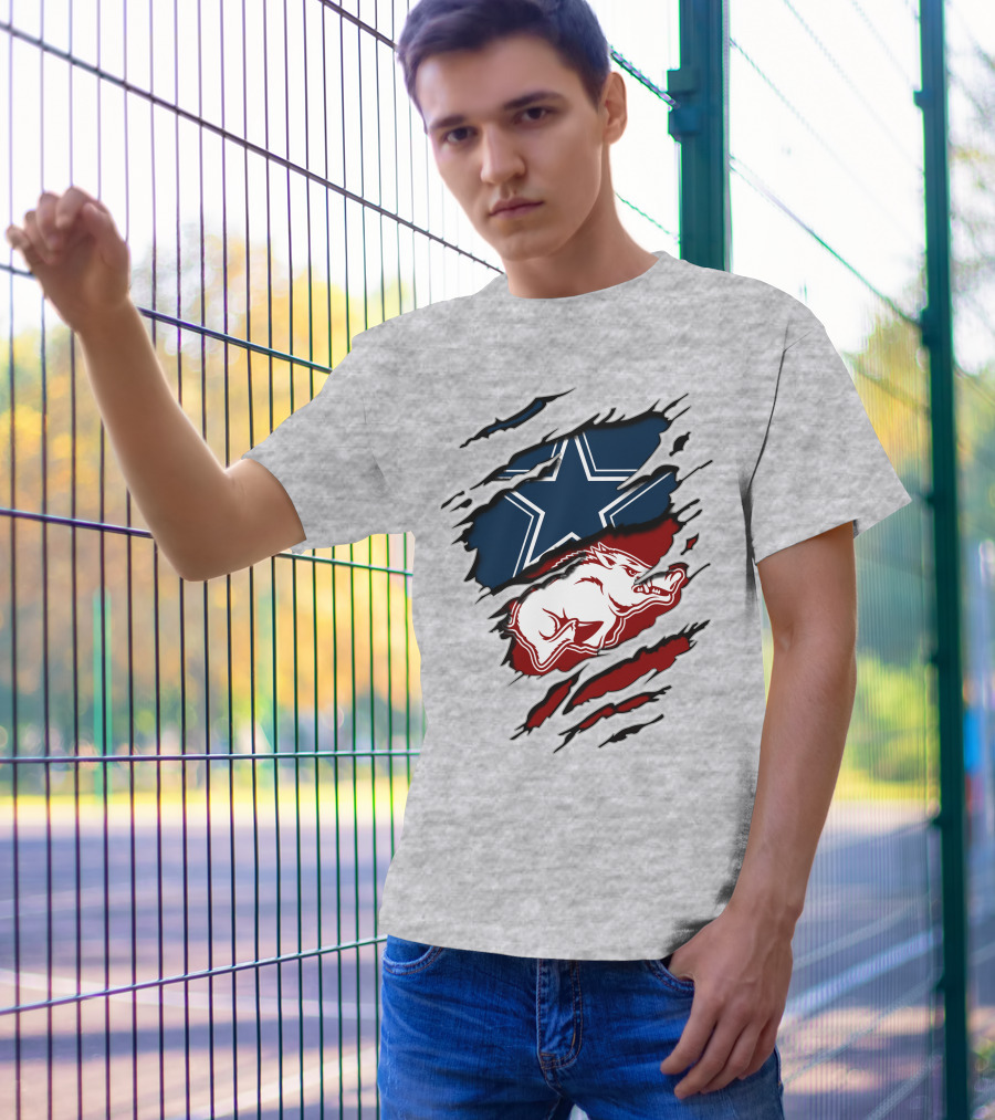 Dallas Cowboys Arkansas Razorbacks Torn T-Shirt