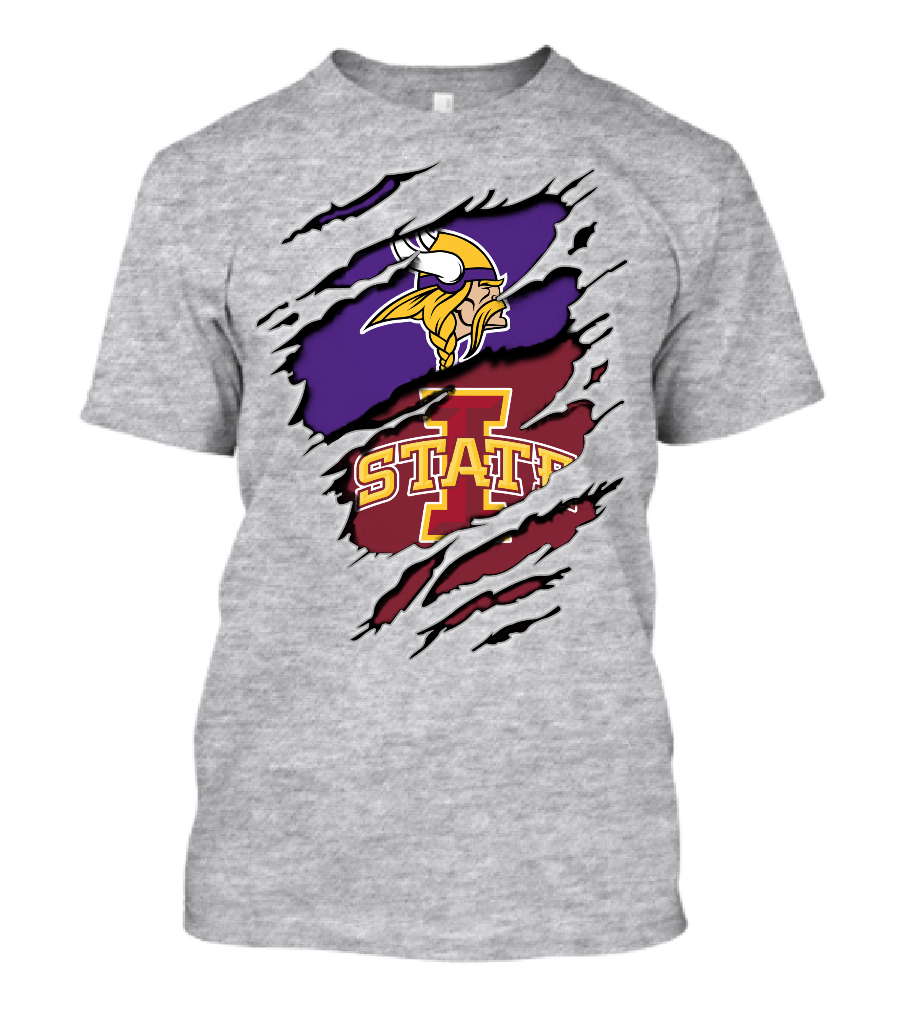 Minnesota Vikings Iowa State Cyclones Ripped T-Shirt