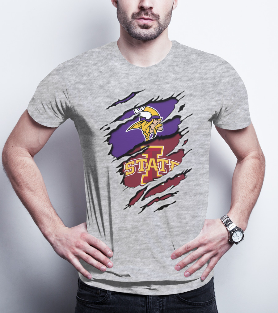 Minnesota Vikings Iowa State Cyclones Ripped T-Shirt