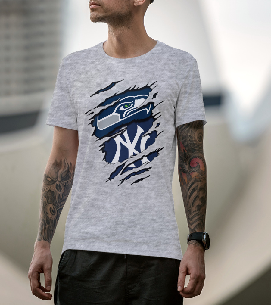 Seahawks Yankees Logo Fusion T-Shirt